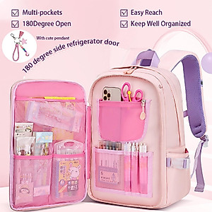 Stylifeo Bunny Backpack for Girls Cute Backpack Kawaii School Bookbag for Kindergarten Preschool Elementary(Pink for girl grades 1-3)
