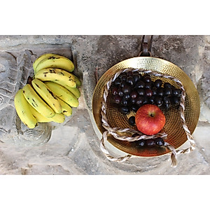 De Kulture Handmade Pure Brass Fruit Plate for Serving Traditional Dinner Serveware & Pooja Thali, Ideal for New Year, Anniversary, Birthday Gift, 10" D inches, Golden