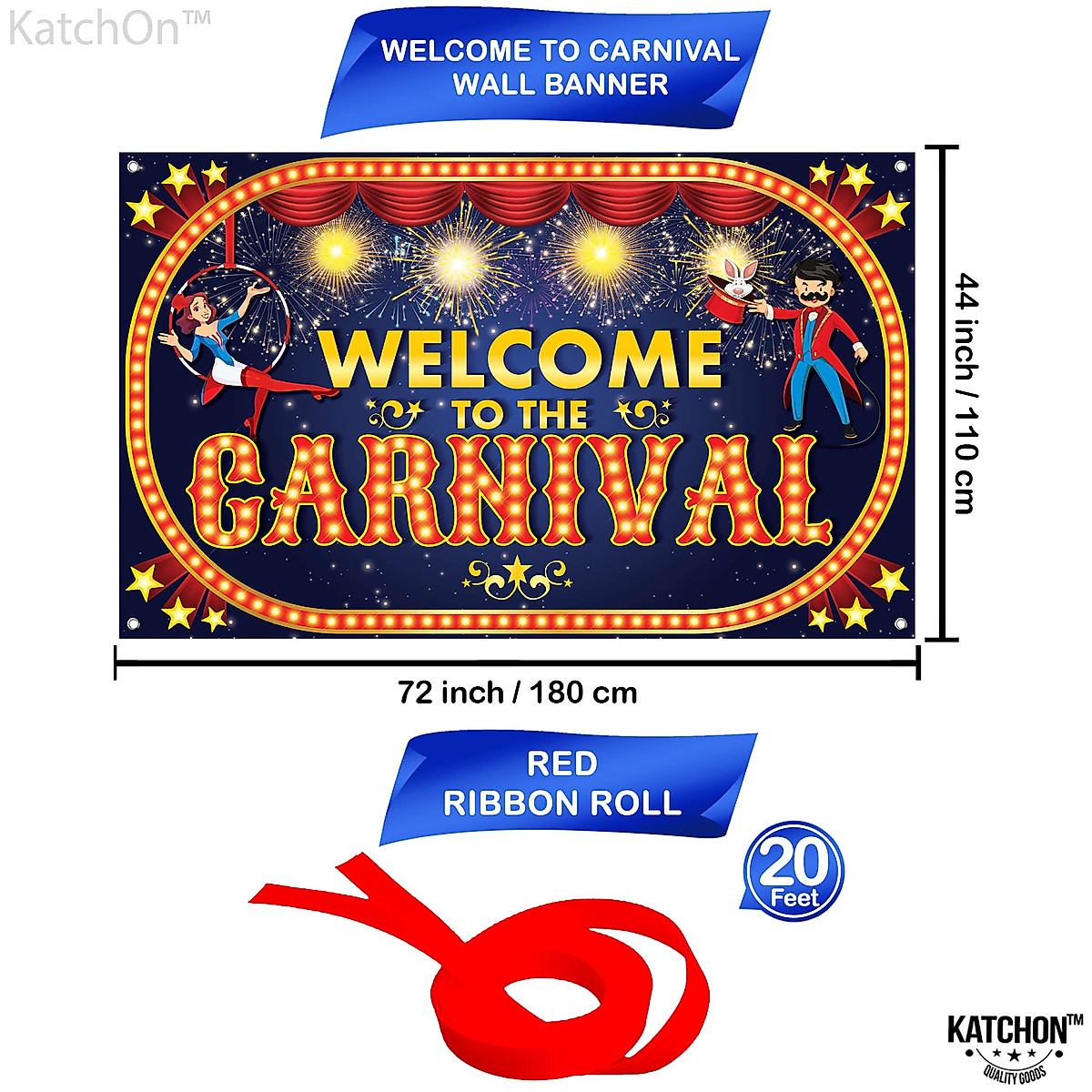 KatchOn, Welcome to The Carnival Banner - XtraLarge, 72x44 Inch, Carnival Decorations | Carnival Backdrop for Birthday Party | Carnival Theme Party Decorations for Event | Carnival Party Decorations