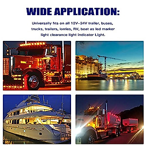 ALFU 8PCS 12-24V 4 LED Side Marker Indicator Lights Side Front Rear Tail Clearance Lamp Marker Light Trailer Lights for Trailer Truck Boat Deck RV Camper (4PCS Amber+4PCS Red)