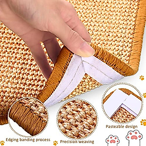 4 Pcs Cat Scratcher Mat Sisal Cat Scratching Pad Scratch Mat for Cat with Adhesive Loop Tape Cat Scratch Pad Rug for Protect Wall Couch Window Perch Cat Wall Furniture Cat Shelves, 15.7x7.8 In (Khaki)