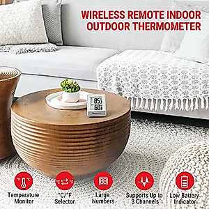 ThermoPro Indoor Outdoor Thermometer Wireless TP200B, Thermometer indoor outdoor with Temperature Sensor Up to 500FT, Outdoor Thermometers for Patio Garden Cellar Home Room