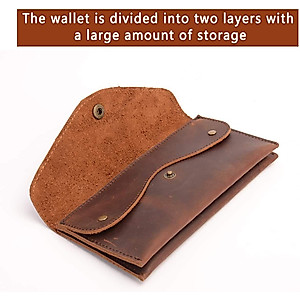 Vintage Men's Wristlet Handbags,Hand-Made Large-Capacity Leather Clutch,Ultra-Thin Wallet