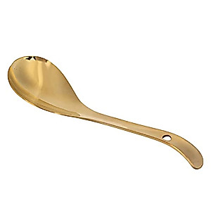 Serving Spoon, Brass Material Glossy Comfortable Grip Thickened Mirror Polished Finish Soup Ladle for Restaurant(Small)