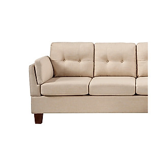 Dalia Khaki Linen Modern Sectional Sofa with Right Facing Chaise