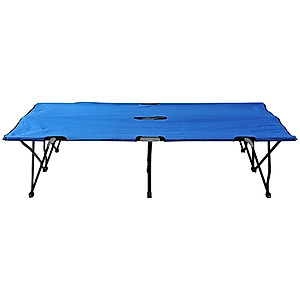 Outsunny 2 Person Folding Camping Cot for Adults, 50" Extra Wide Outdoor Portable Sleeping Cot with Carry Bag, Elevated Camping Bed, Beach Hiking, Blue