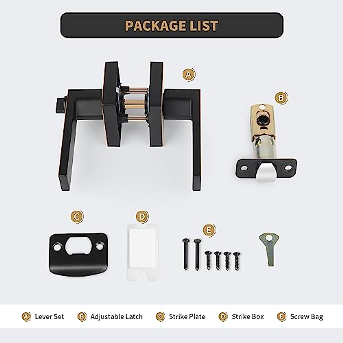 Gaurqiah Oil Rubbed Bronze Privacy Door Handle, Heavy Duty Door Lever,Reversible Square Door Lever for Bathroom,1 Pack（2.2lbs）