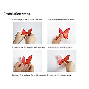 36PCS Butterfly Wall Decals - 3D Butterflies Wall Stickers Removable Mural Decor Wall Stickers Decals Wall Decor Home Decor Kids Room Bedroom Decor Living Room Decor (Pink)