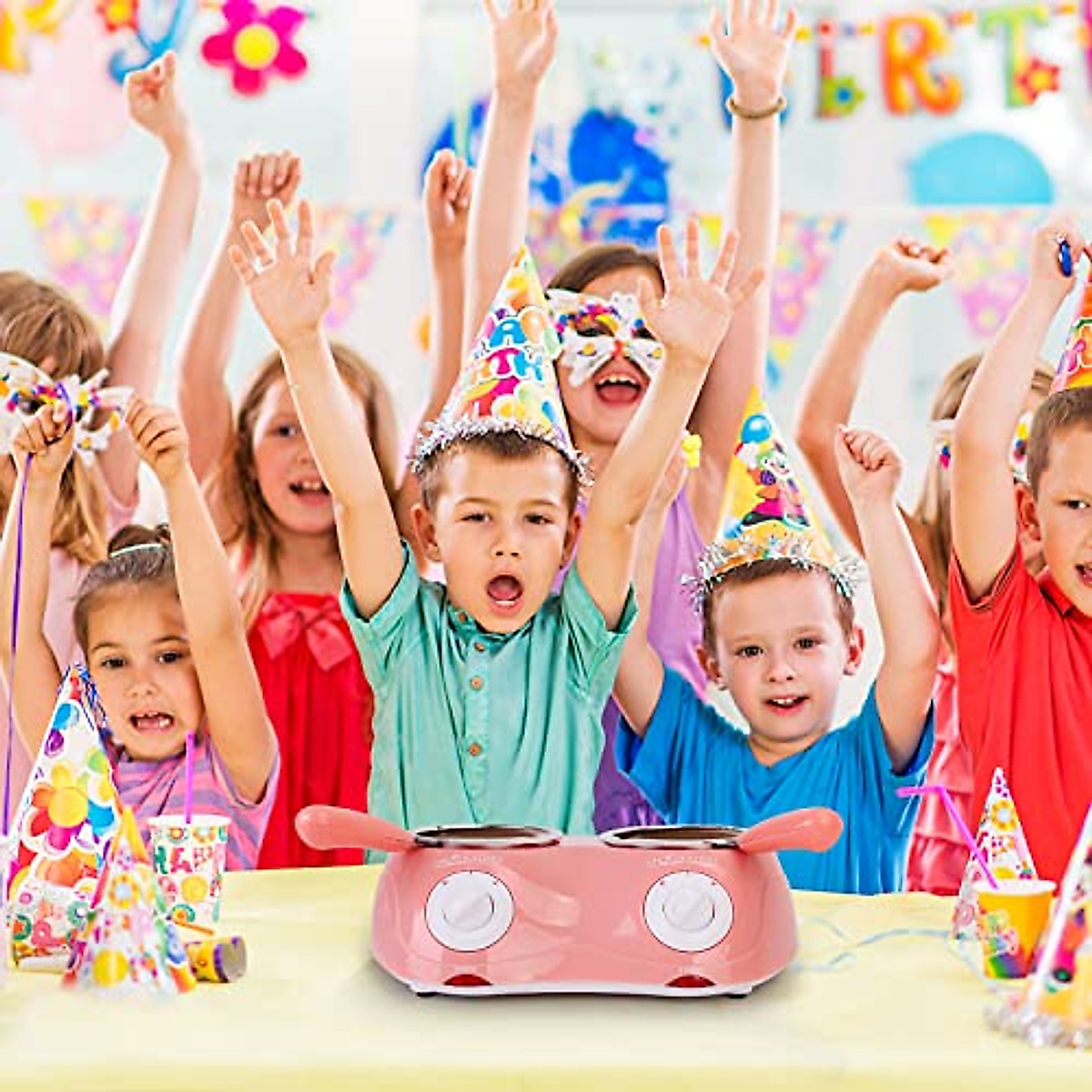 Chocolate Melting Pot, Electric Chocolate Melting Warming Fondue Fountain Pot Kit for Melting Chocolate, Candy, Butter, Cheese (Pink)