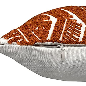 Alysheer Embroidered Lumbar Decorative Throw Pillow Cover 12"x 20", Classic Boho Geometric Embroidery Pattern Cotton Rectangular Cushion Case for Sofa Couch Living Room Bedroom(Burnt Orange)