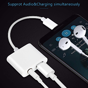 USB C to 3.5mm Audio Adapter, HiMusic 2 in 1 USB Type C Male to 3.5mm Female Stereo Earphone Dongle and Charging Adapter Compatible with Google Pixel 4/3/2XL,Galaxy S20+/Note 10/10+ and More(White)