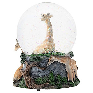 Elanze Designs Giraffe Friend Couple 100MM Musical Snow Globe Plays Tune Born Free