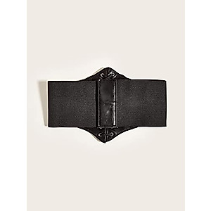 Verdusa Women's Rhinestone Corset Waist Belt Waistband Elastic Retro Wide Belt Black M