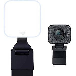Logitech for Creators Litra Glow Plus StreamCam Bundle with Litra Glow Premium LED Streaming Light with TrueSoft, StreamCam Premium HD Webcam, Full HD 1080p 60 fps, Desktop Tripod Stand — Graphite