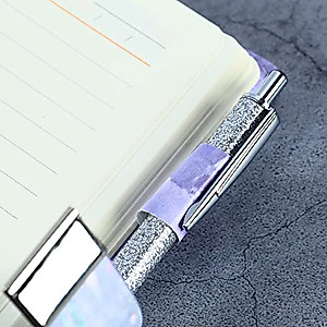 Diary with Lock for Girls and Women, Lock Diary for Teen Girls with Leather Cover and Pen holder, Size A5 Password Notebook with Combination Lock, Sparkly Silver Writing Pen included (Purple 2)