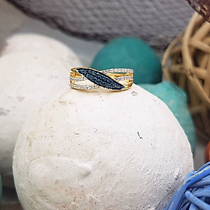 Dazzlingrock Collection 0.40 Carat (ctw) 10K Round Blue & White Diamond Cocktail Right Hand Ring, Yellow Gold, Size 8.5