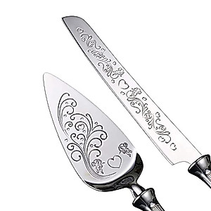 HISSF Cake Knife and Server Set,18/10 Stainless Steel Cake Pie Pastry Servers, Sweet Love Cake Serving Set Perfect For Wedding, Birthday,Home, Parties and Events