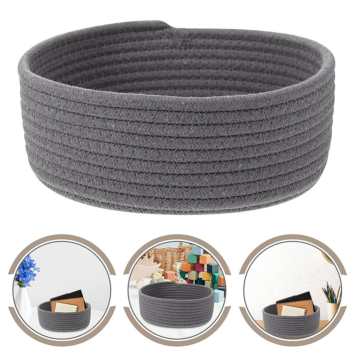 FOMIYES Plant Basket Storage Basket Woven Basket Office Rattan Bathroom Basket Cotton Rope Small Cotton Rope Basket