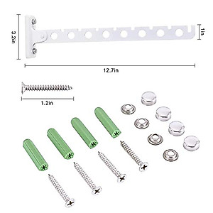 Wall Mount Clothes Hanger Laundry Hanger Dryer Rack White Retractable Clothes Rack Wall Hangers for Clothes Closet Wall Mounted Clothes Hanger 2 Pack