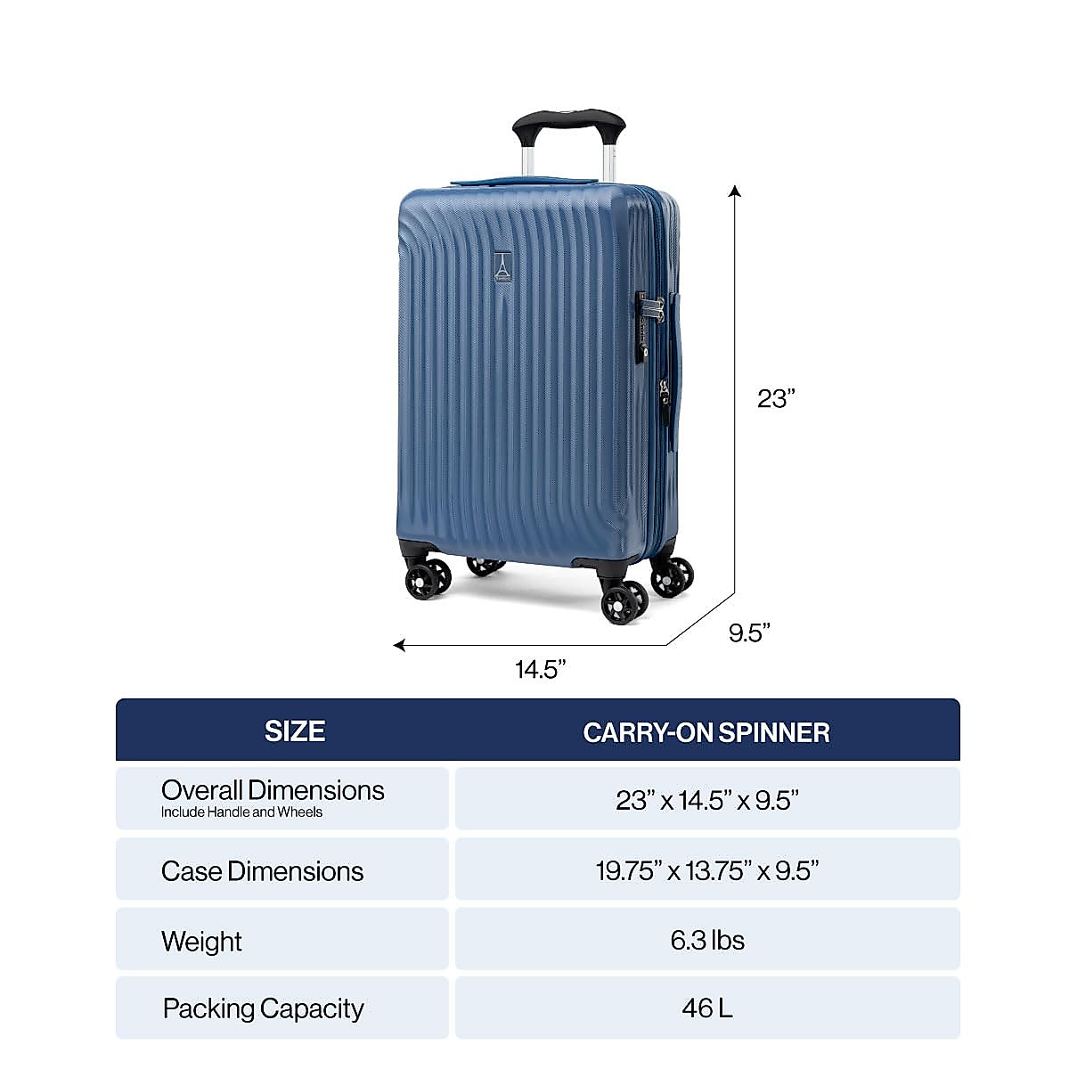 Travelpro Maxlite Air Hardside Expandable Carry on Luggage, 8 Spinner Wheels, Lightweight Hard Shell Polycarbonate Suitcase, Metallic Silver, Carry On 21-Inch