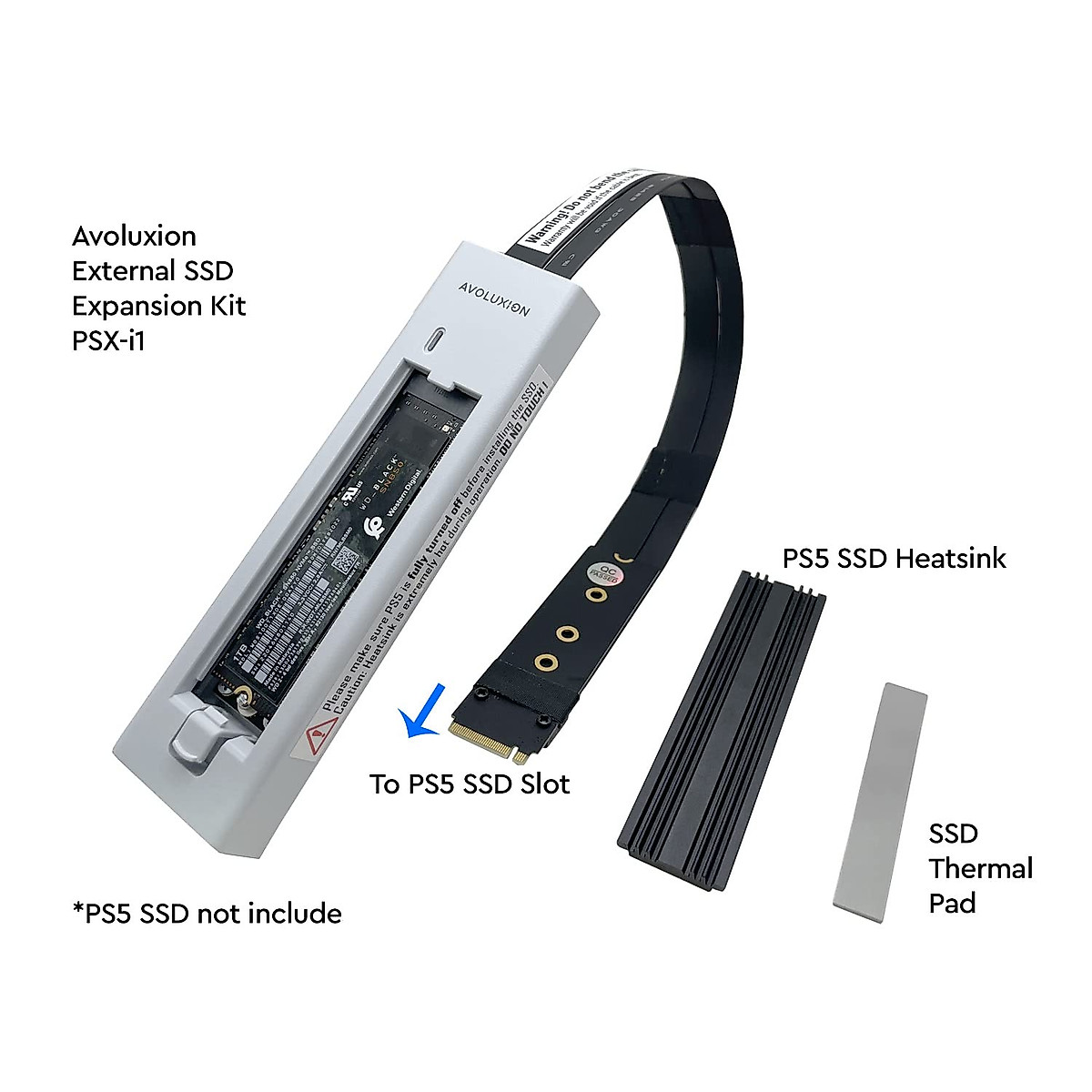 Avolusion PS5 SSD Heatsink with External SSD Expansion Kit for PS5 Game Console (PSX-i1-PS5)