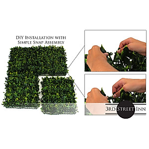 3rd Street Inn Greenery Panel - Artificial Hedge Wall - Fake Plant Wall Backdrop - Privacy Screen - Interlocking Panels - Indoor Outdoor Décor (12, English Garden)
