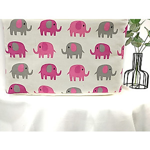 HUAYEE Elephant Print Rectangular Storage Bin Shelf Basket Canvas Fabric Toy Box,Waterproof Coating Nursery Hamper with Handles,Gift Basket for Home,Office,Clothes,Books(pink grey elephant)