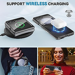 Vizvera for Samsung Galaxy Z Flip 5 Case with Screen Protection, Flip z 5 Case Slim HD Clearly Anti-Scratch Shockproof Phone Case for Galaxy Z Flip 5 (2023)-Black