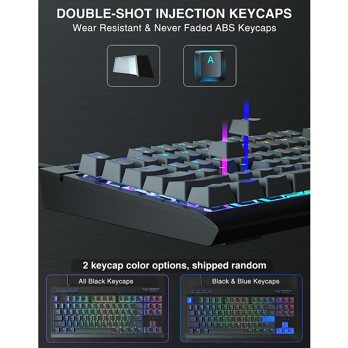 GOYIGO Mechanical Keyboard Clicky Blue Switches,75% TKL RGB Backlit Gaming Keyboard,Full Keys Anti-ghosting Programmable,USB-C Wired Computer Keyboards for PC/Mac,Black