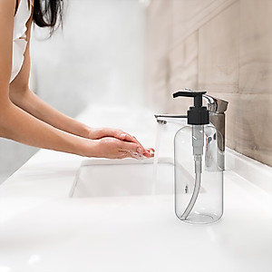 BRIGHTFROM Empty Lotion Pump Bottles 8 Oz, Refillable Plastic Containers, BPA-Free PETE1, Clear, Great for - Soap, Shampoo, Lotions, Liquid Body Soap, Creams and Massage Oil's (Pack of 2, Black)