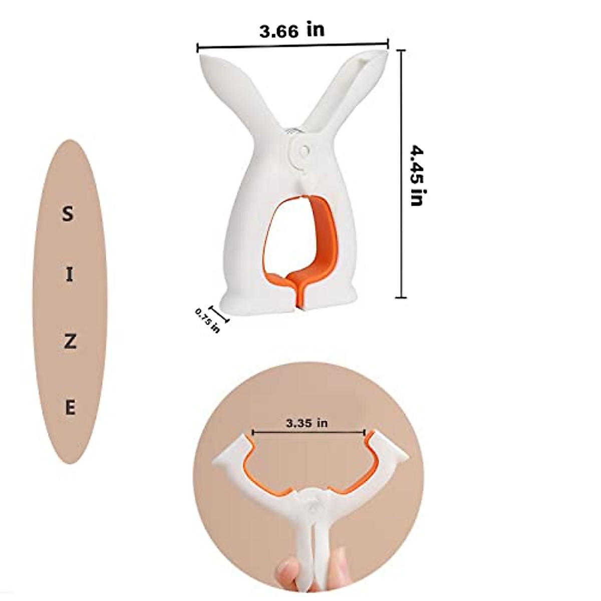 Plastic Clothespin, Laundry Clip, Beach Towel Clips, Rabbit Shape Quilt Fixed Clip to Keep Your Towel, Clothes, Quilts, Blanketsfrom Blowing Away (Blue + Orange 4 pc)