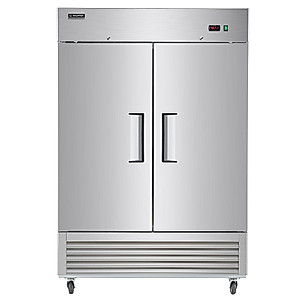 Wilprep Commercial Refrigerator, 54" 2 Solid Door Commercial Fridge with 42 cu. ft. Cap, Reach in Side by Side Refrigerator with Air Cooling Adjustable Shelves for Restaurant Kitchen