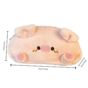 irLocy Cute Pig Pencil Case Kawaii Pencil Case Plush Pencil Pouch Fluffy Kawaii Aesthetic Supplies (pink)