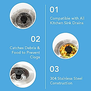 Kitchen SinkShroom Revolutionary Clog-Free Stainless Steel Sink Strainer, Chrome gray