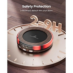 Gaiatop Mug Warmer, 30W Coffee Mug Warmer with Colorful LED Atmosphere Lights, 3 Temp Settings Coffer Warmer for Desk, 2-9Hrs Timer, Candle Warmer Beverage Heating Plate for Coffer, Tea, Milk-Wood