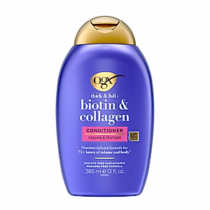 OGX Thick & Full + Biotin & Collagen Volumizing Conditioner, Nutrient-Infused Conditioner with Vitamin B7 Biotin Gives Hair Volume & Body for 72+ Hours, Sulfate-Free Surfactants, 13 fl. Oz