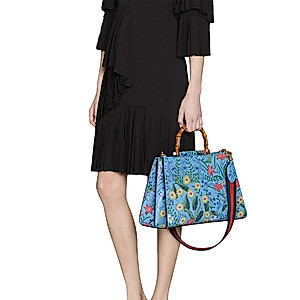 Gucci Flora Azure Shanghai Blue Large Floral Handbag Italy Bag Handbag Flower Bamboo New