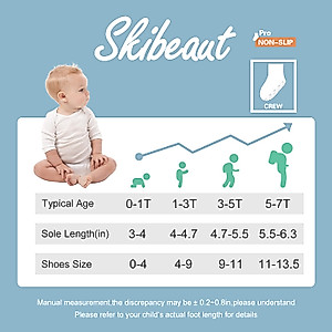 SkiBeaut Toddler Boys Socks- Kids Socks with Grips 12 Pairs Non Slip Skids Toddlers Girls Socks with Grippers for 3-5 Years