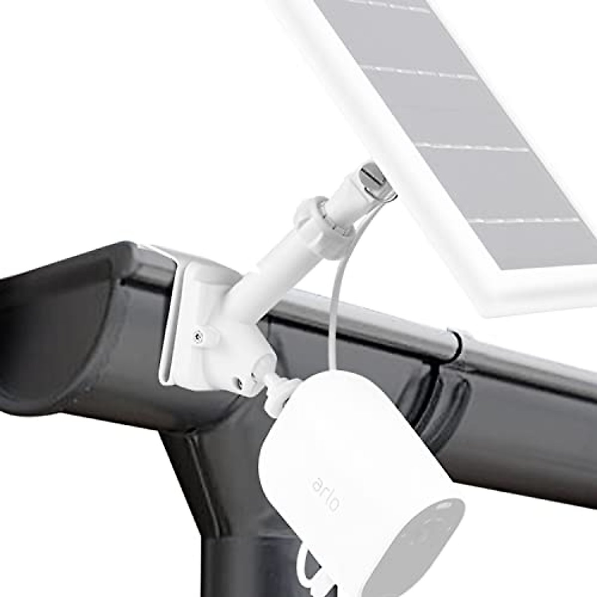 Wasserstein Bundle - Bulb Socket with Arlo Charging Cable & White Gutter Mount for Security Camera and Solar Panel Compatible with Arlo Ultra/Ultra 2, Arlo Pro 3/Pro 4 (Camera NOT Included)