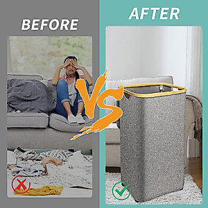 100L Rolling Laundry Basket with Wheels and Handle, Laundry Hamper with Lid and Removable Bag, Foldable Laundry Hamper on Wheels, Large Tall Laundry Basket for Bedroom, Bathroom, Laundry Room(Grey)