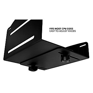 Mount-It! CPU Wall Mount Bracket, Desktop Computer Tower Holder with Safety Straps, Heavy Duty Size Adjustable CPU Holder, Steel, Black, 22 Lbs Capacity, Saves Floor and Desk Space
