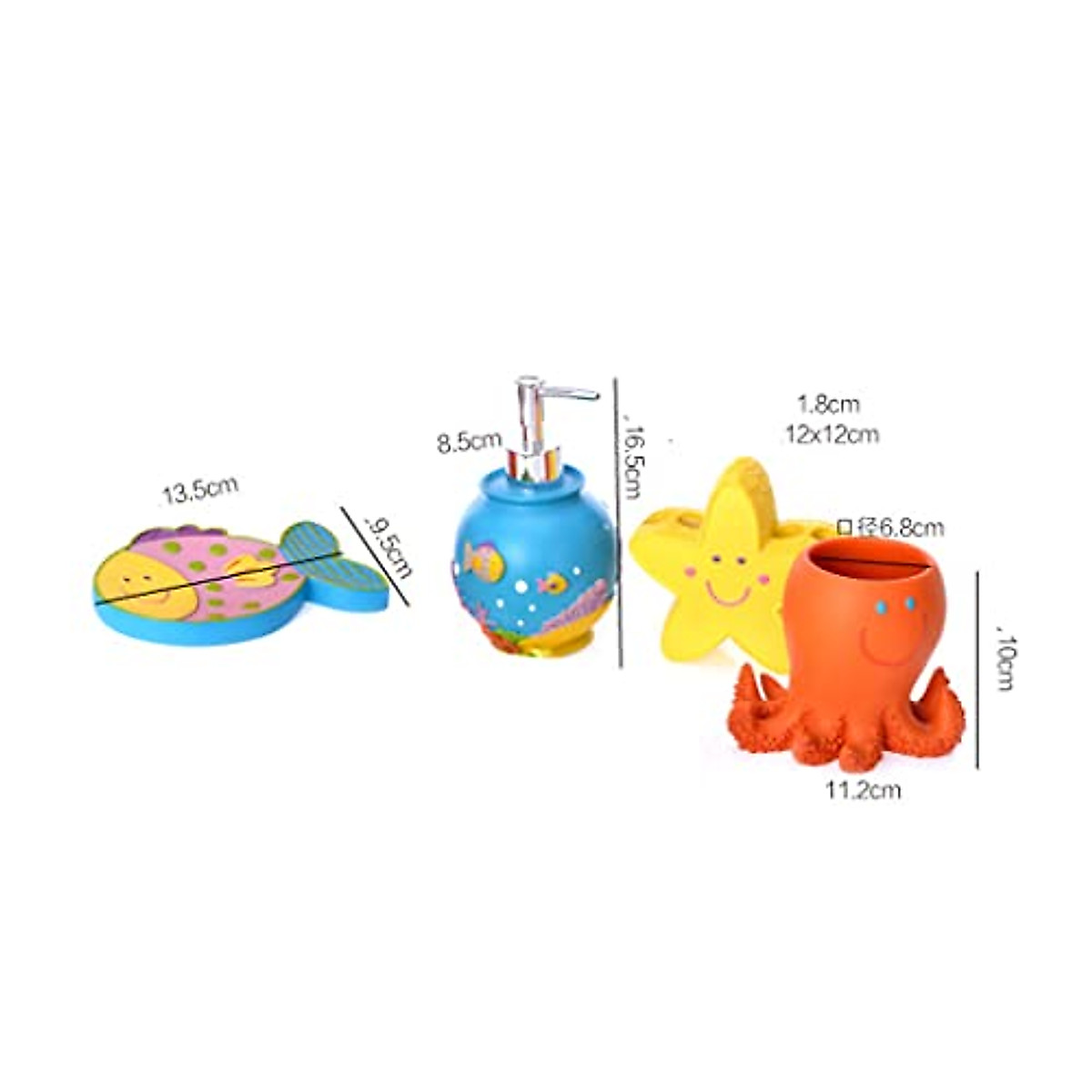 YIYIDA Cute Fish Shape Bathroom Collection Set 5pcs Resin Material Child Like Home Accessory Set