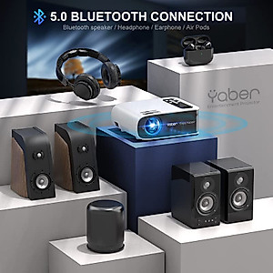 YABER Pro V8 Projector with WiFi 6 and Bluetooth, 450 ANSI Outdoor Projector, Native 1080P Portable Movie Projector, 300"&Zoom, 4K&5G Projector Compatible with Phone, Mac, TV Stick, PS4