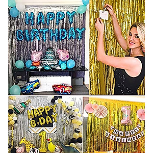 3 Pack Backdrop Curtains Party Decorations, Fringe Streamers Tinsel Backdrop Fringe Backdrop Party Backdrop Birthday Decorations, Party Décor Disco Party Decorations (3.3‘ x 6.6’, Blue)