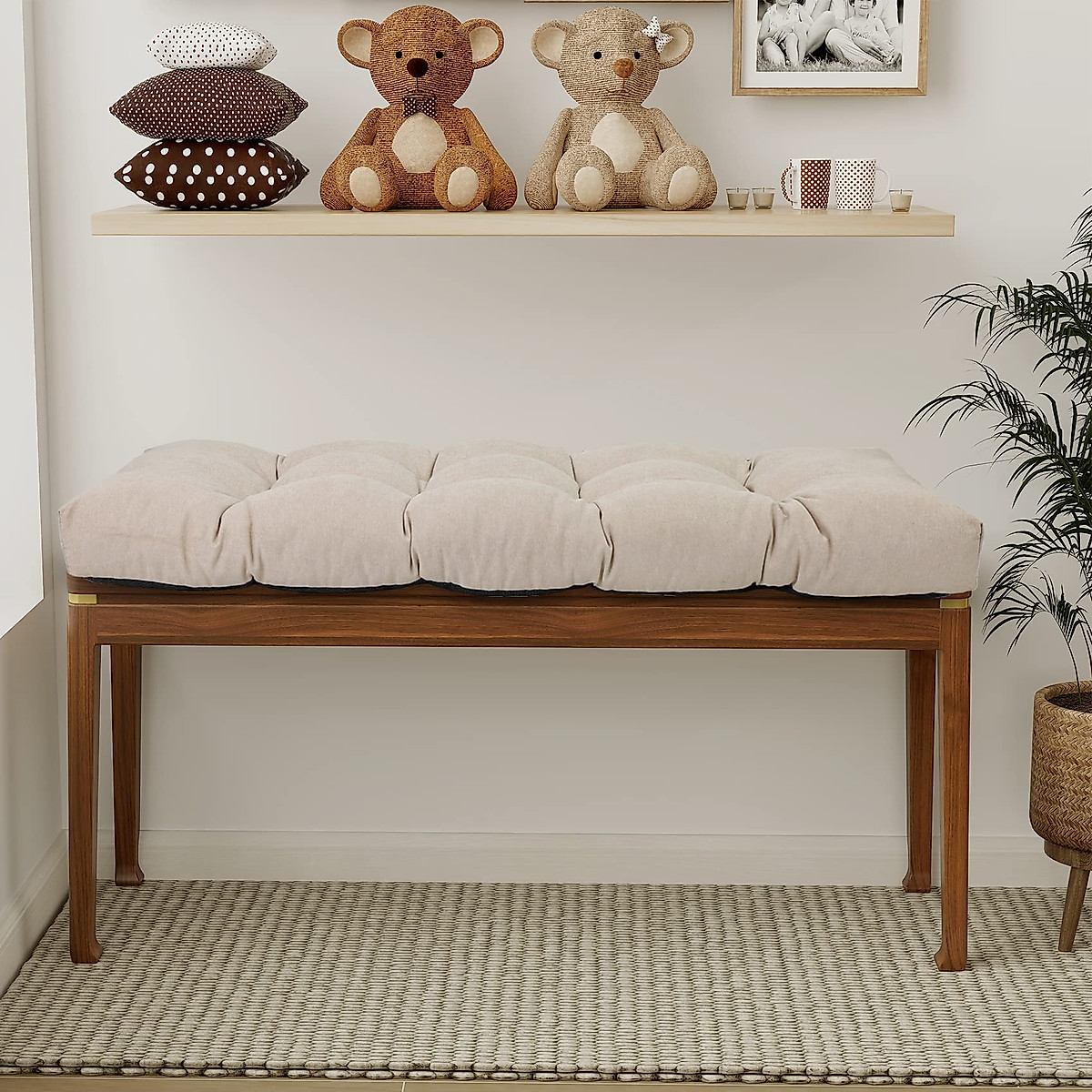 Focuprodu Bench Cushions. Non-Slip Pile Bench Cushion for Indoor and Outdoor in Multiple Scenarios.36x14 Inch Bench Cushion Ideal Cushion for Benches, Sofas and Raised Windows. (36x14x4, Beige)