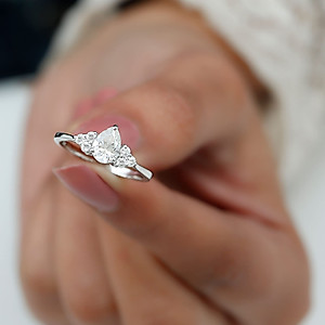 Rosec Jewels Certified Moissanite Solitaire Ring for Women with Trio | 1.25 CT | D-VS1 Quality, 14K White Gold, Size:US 6.50