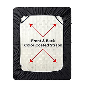 Empyrean Extra Deep Pocket Queen Fitted Sheet Only - Black Fitted Sheet Queen Size, Soft Fitted Bed Sheets for 18 to 24 Inch Mattresses, Luxury Queen Fitted Sheet Deep Pocket with Corner Straps