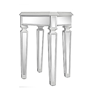 Modern Glass Mirrored End Table with Adjustable Legs, Versatile Design Sleek Corner Table Side Table with Waterproof Surface, Luxury Exterior for Living Room, Bedroom
