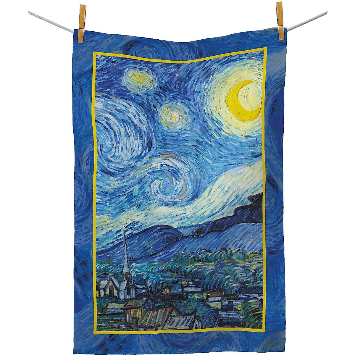 RainCaper Van Gogh Starry Night Tea Towels Kitchen Towels, 18 x 28 Inches, 1 CT | 100% Cotton Super Soft and Absorbent Dish Towels