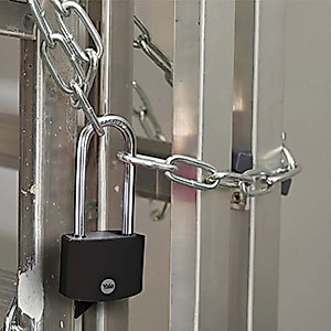 Yale 2.2 Inch Long Shackle Covered Aluminum Lock with 3 keyed Alike Keys for School Gym Locker, Fence, Gate, Toolbox, Case, Hasp Storage (Black)